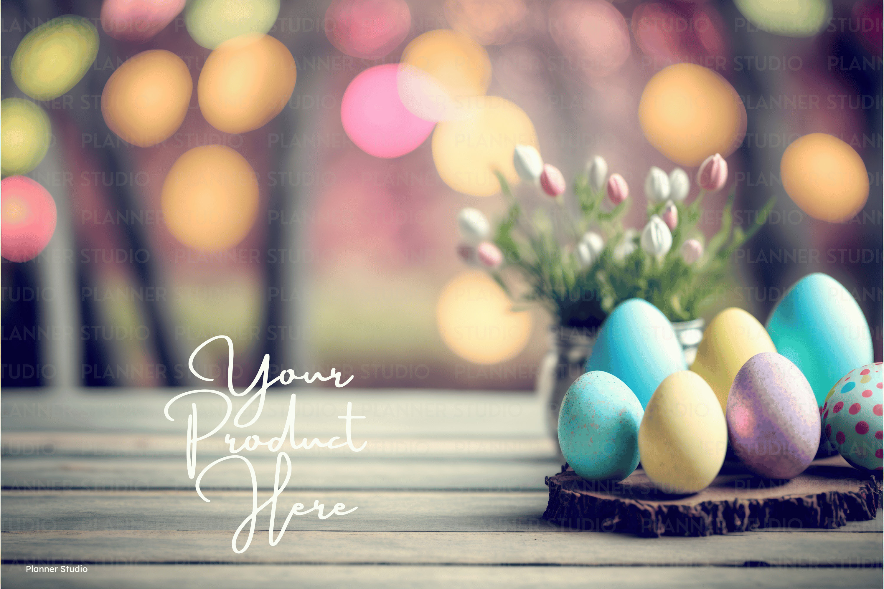 Easter Stock Photo Background Easter Eggs Backdrop Mockup Colorful ...
