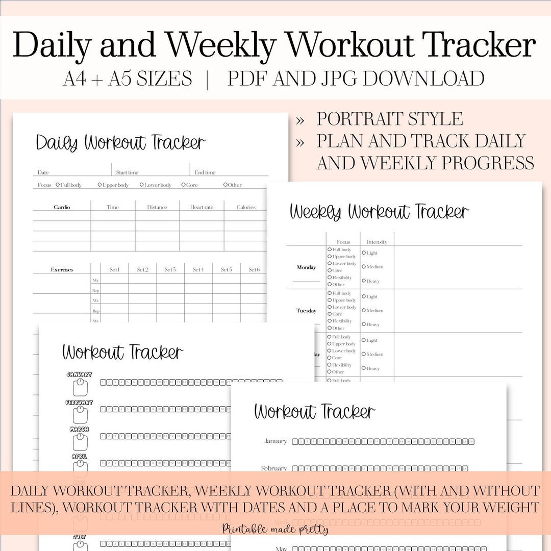 Daily and Weekly Workout Tracker and Planner Gym Training - Etsy