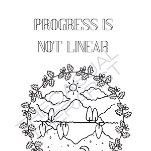 Progress is Not Linear Coloring Page, Affirmation Coloring Page ...