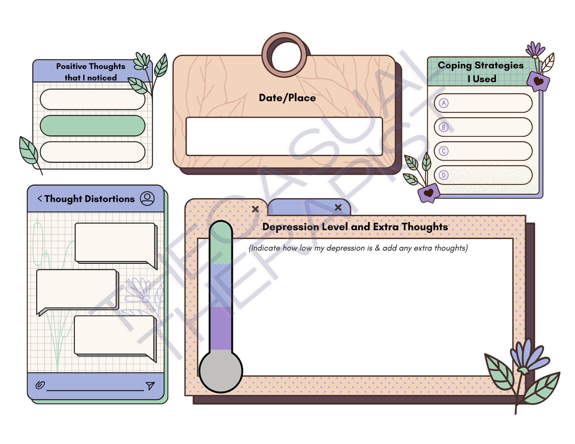 Depression Reflection Worksheet, Therapy Tools, Mental Health Tracker ...