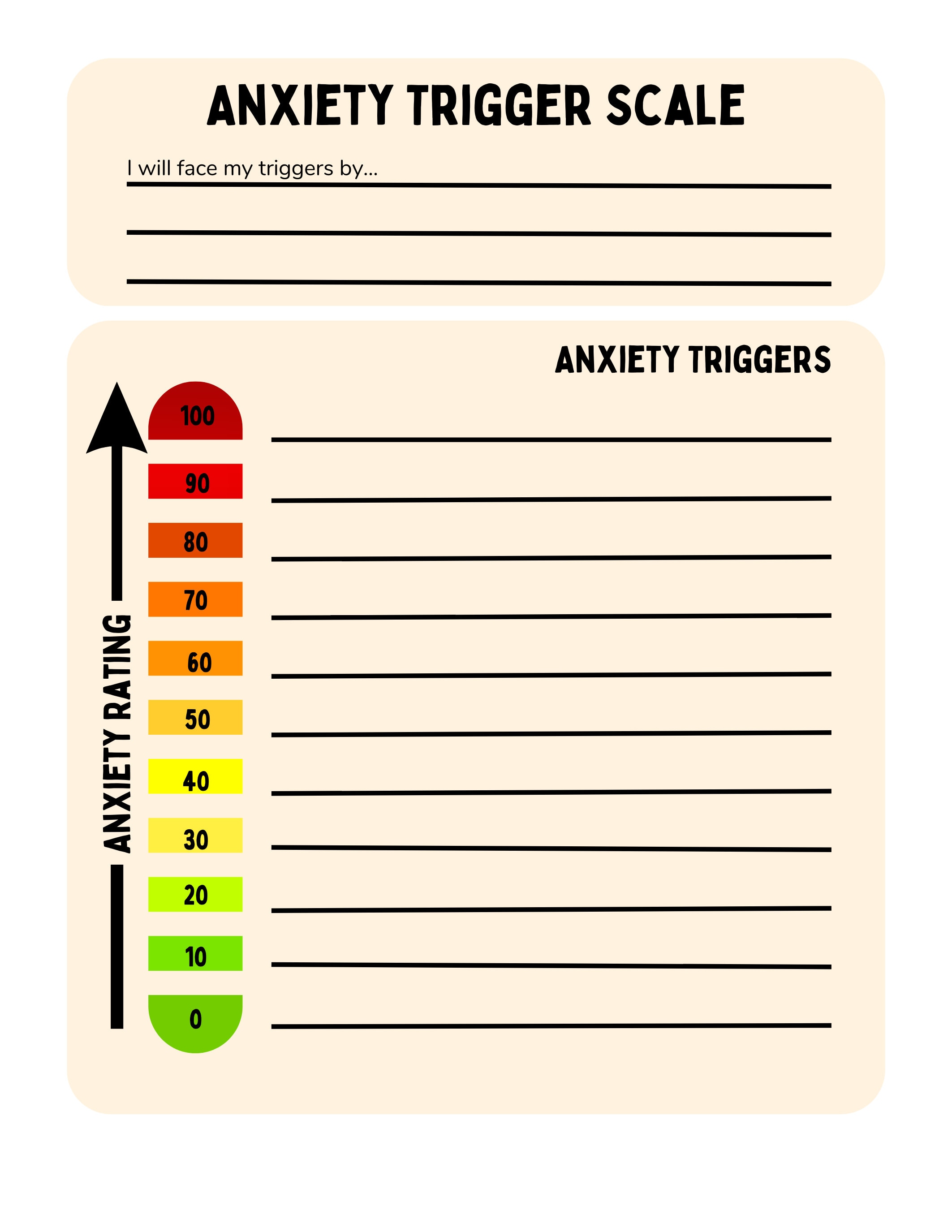 Anxiety Scale Worksheet, Mental Health, Therapy Tools, Therapy ...