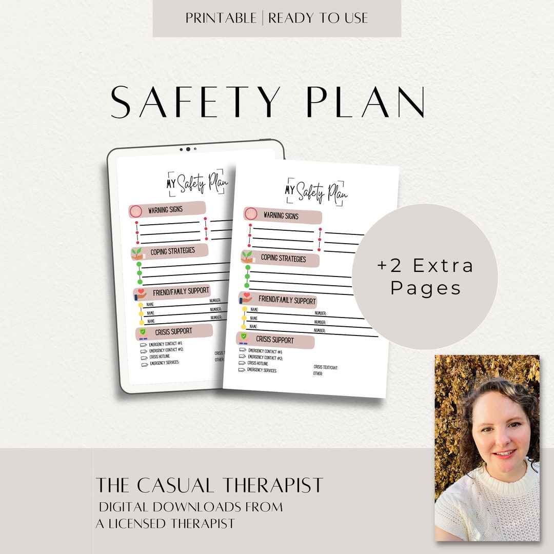 Safety Plan, Digital Download, Mental Health Worksheet - Etsy