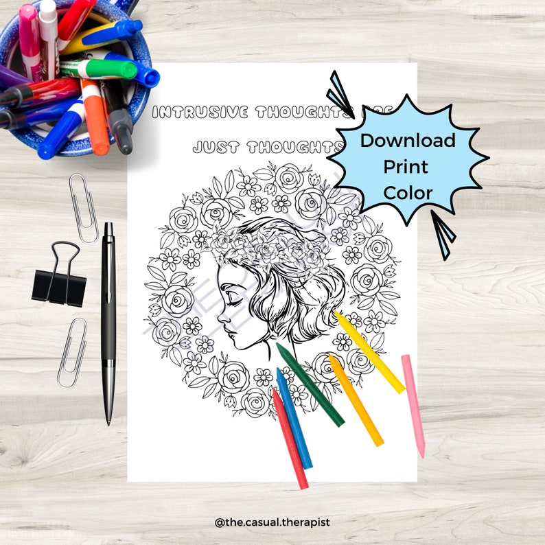 Intrusive Thoughts Coloring Page Bundle, Affirmation Coloring Page ...