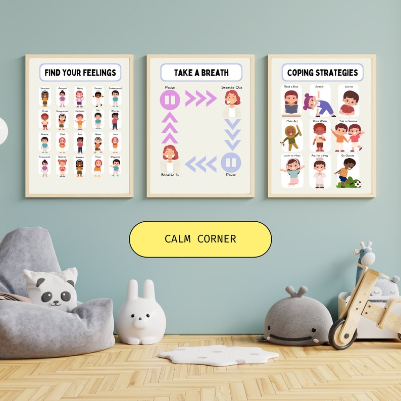 Calm Corner Poster Bundle, Emotions, Deep Breathing, Coping Strategies ...