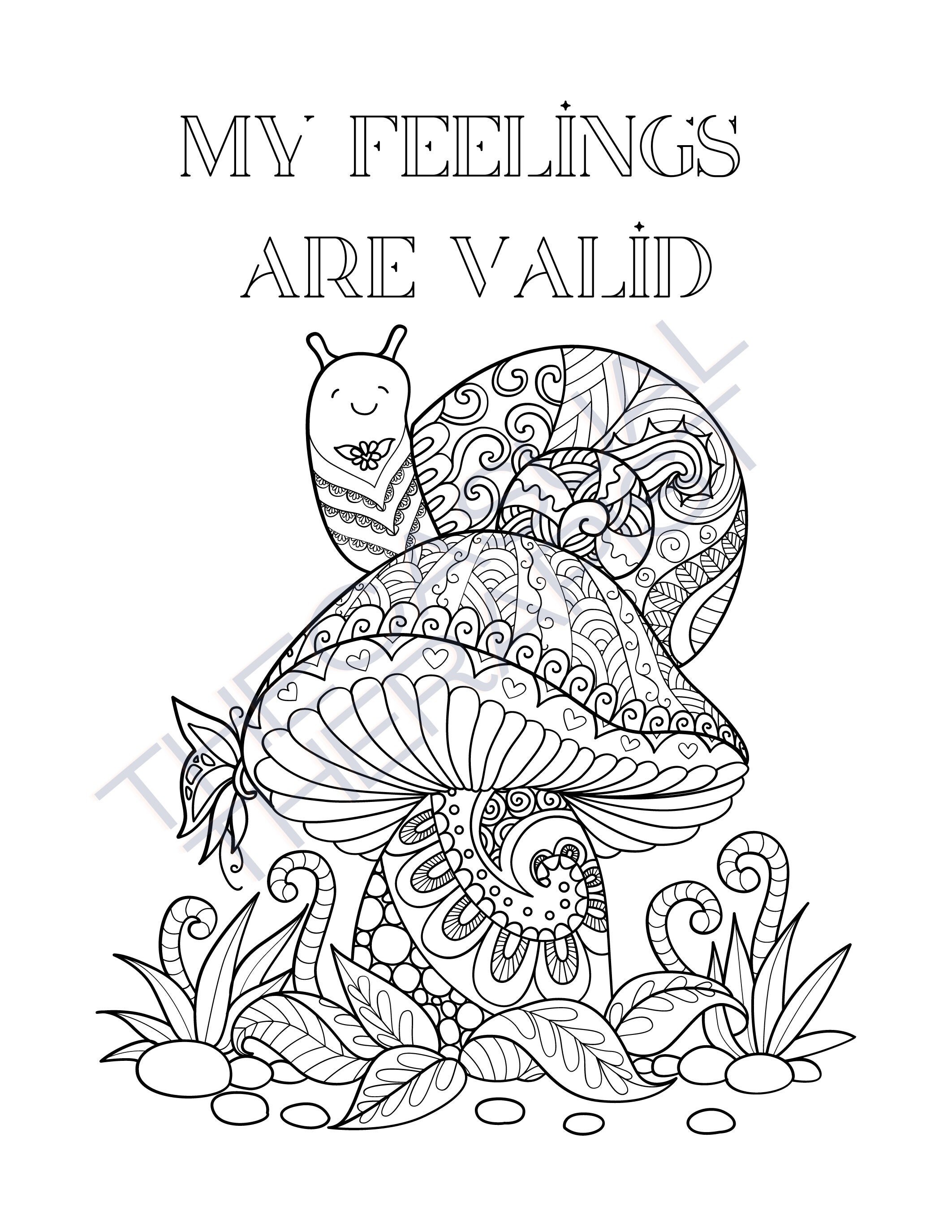 Feelings Are Valid Coloring Page, Affirmation Coloring Page, Mindful ...