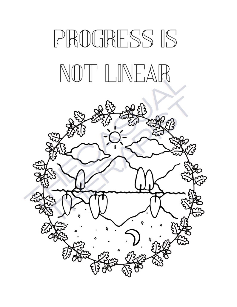 Progress is Not Linear Coloring Page, Affirmation Coloring Page ...