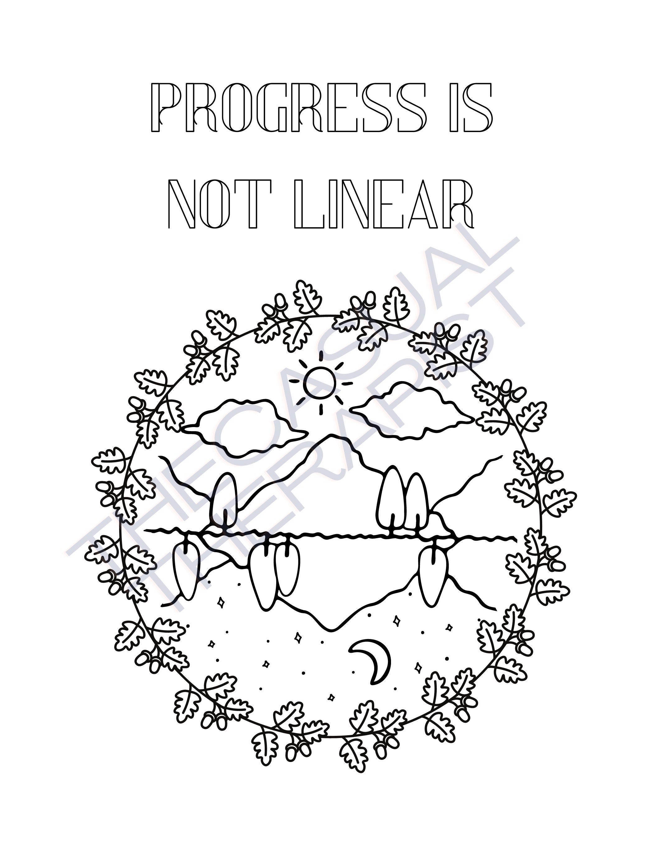 Progress is Not Linear Coloring Page, Affirmation Coloring Page ...