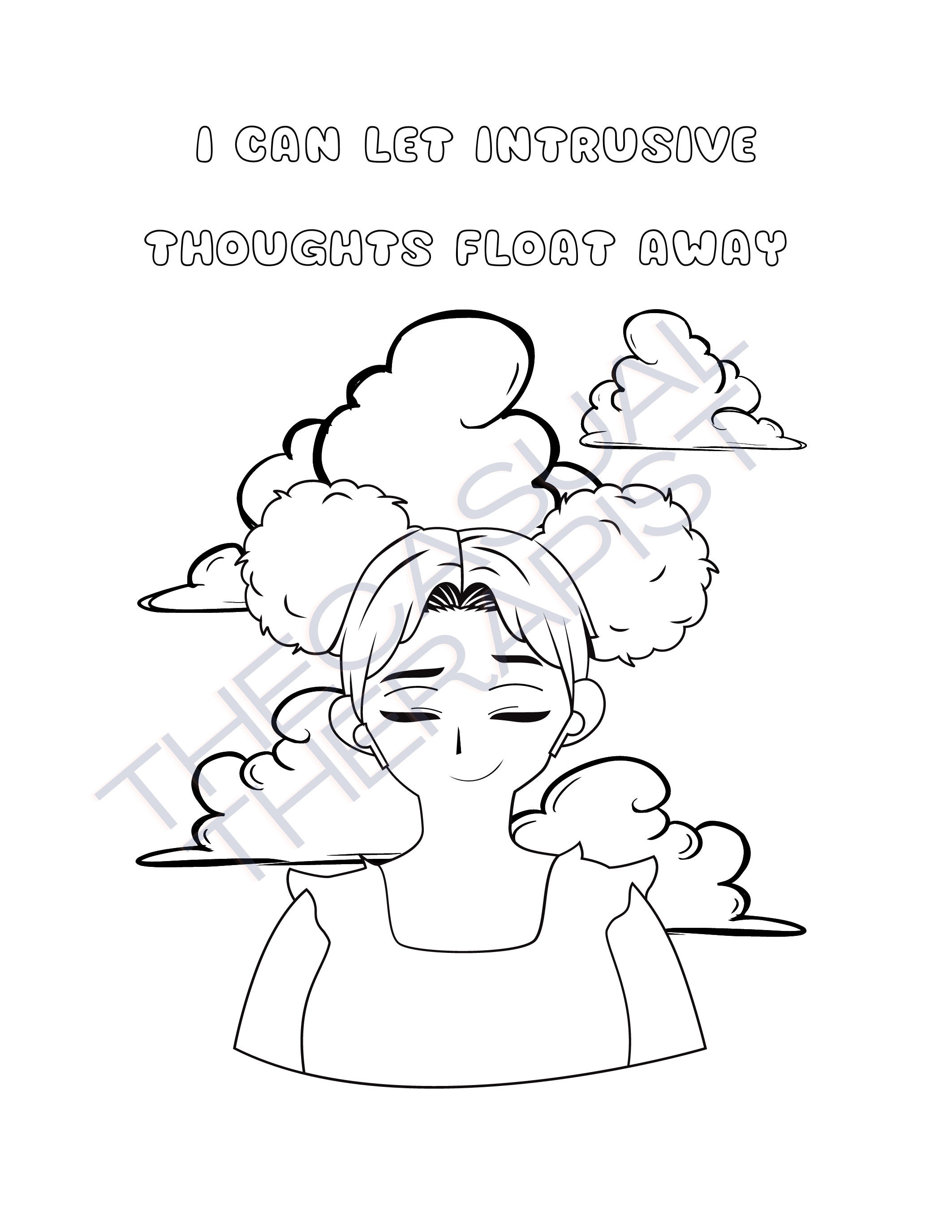 Intrusive Thoughts Coloring Page Bundle, Affirmation Coloring Page ...