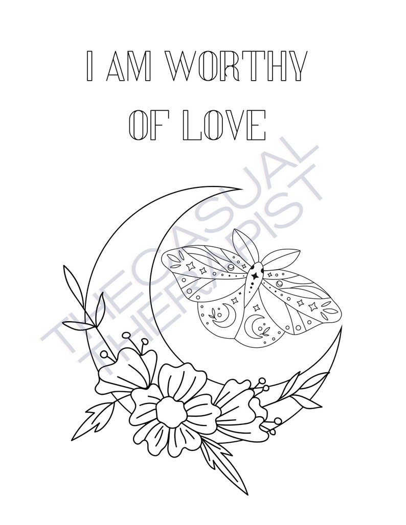 Worthy of Love Coloring Page, Affirmation Coloring Page, Mindful ...
