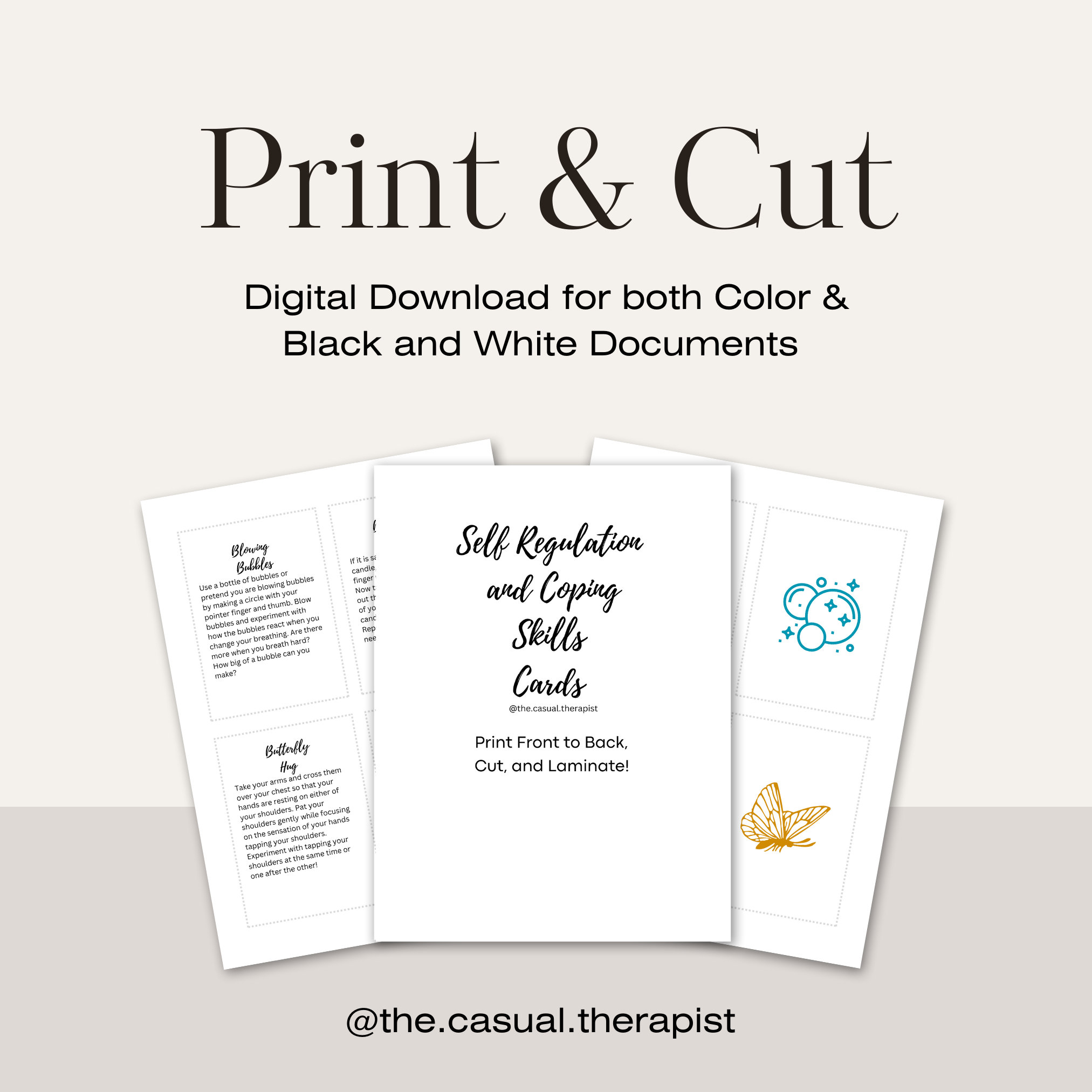 Self Regulation Cards, Coping Skill Flashcards, Grounding Therapy Tools ...