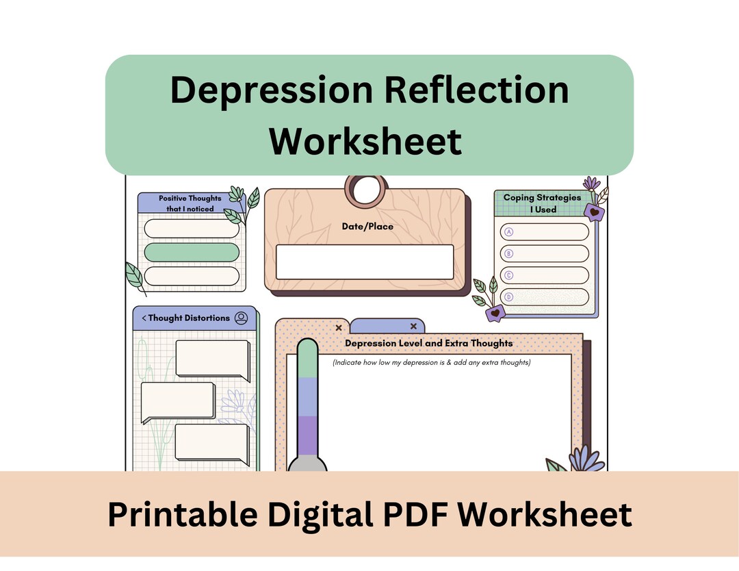 Depression Reflection Worksheet, Therapy Tools, Mental Health Tracker ...