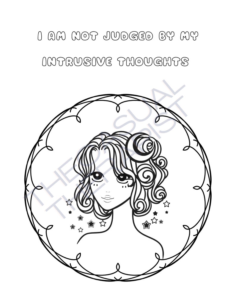 Intrusive Thoughts Coloring Page Bundle, Affirmation Coloring Page ...