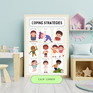 Coping Strategies Poster, Calm Corner, Therapy Wall Art, Digital ...