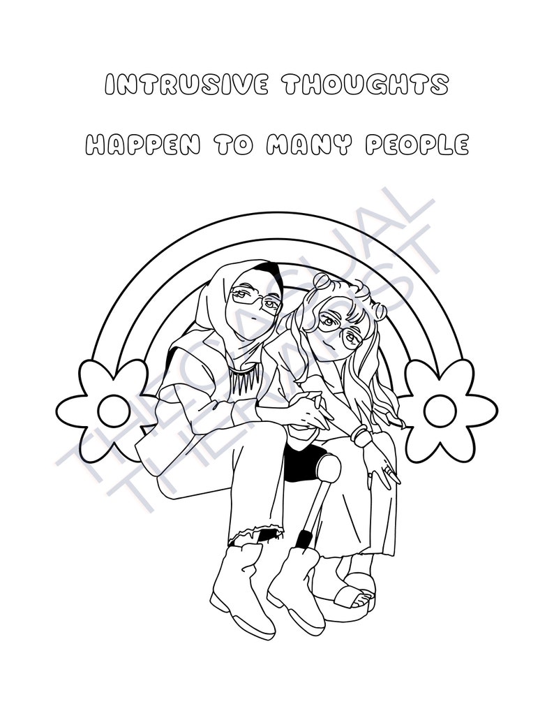 Intrusive Thoughts Coloring Page Bundle, Affirmation Coloring Page ...
