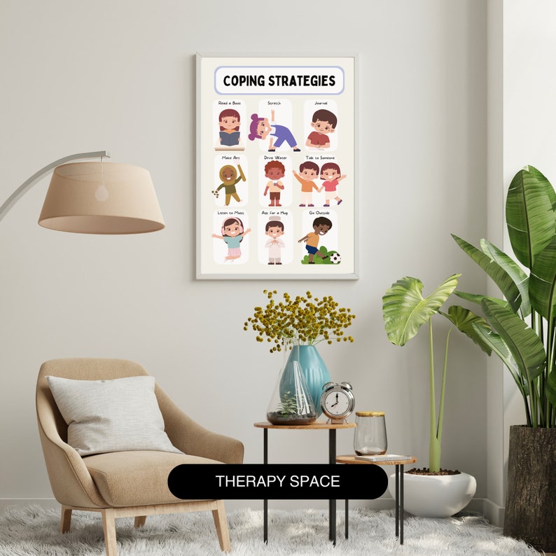 Coping Strategies Poster, Calm Corner, Therapy Wall Art, Digital ...
