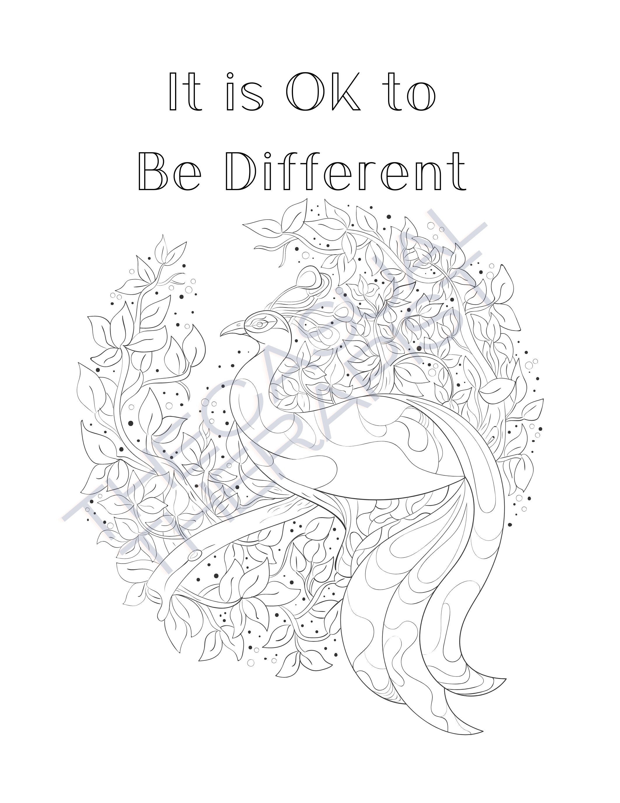 Be Different Coloring Page, Affirmation Coloring Page, Mindful Coloring ...