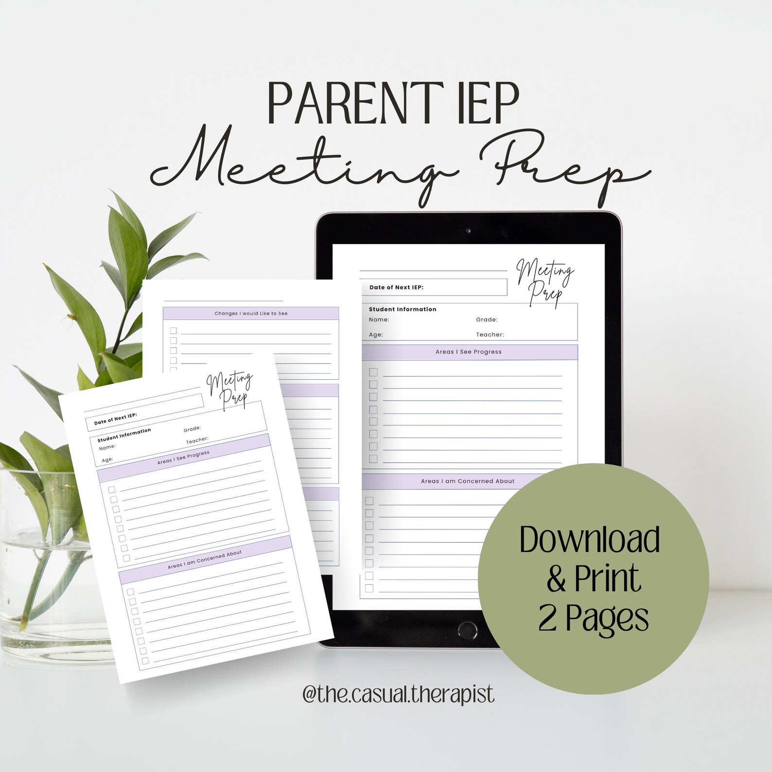 Parent IEP Form, Meeting Prep, Special Education, Digital Download - Etsy