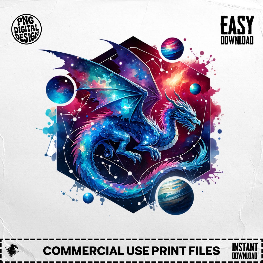 Galaxy Cosmic Dragon Clipart PNG, Space Fantasy Watercolor Dragon With ...