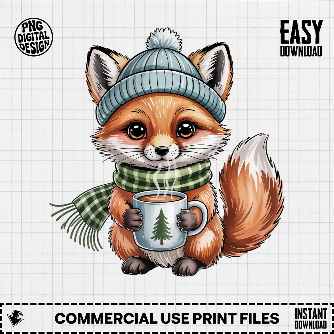 Baby Fox Clipart, Cute Fox Clipart, Baby Animal Clipart, Winter Fox ...