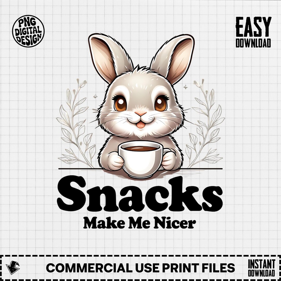 Coffee Rabbit Clipart, Bunny Nursery Art (PNG Digital Download) - Etsy