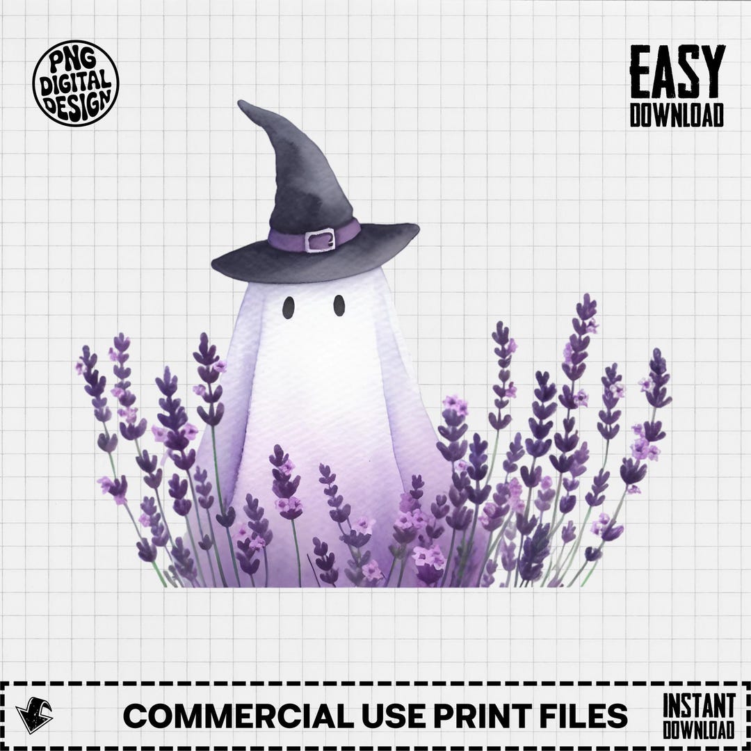Lavender Ghost Clipart, Spooky Season Png, Halloween Ghost, Witch Hat ...