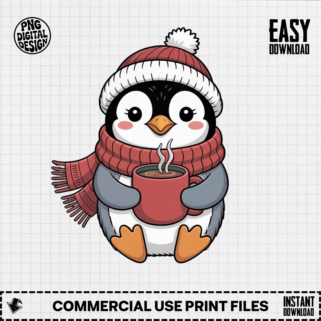 Baby Penguin Clipart, Cute Winter Animal Clipart, Christmas Penguin ...