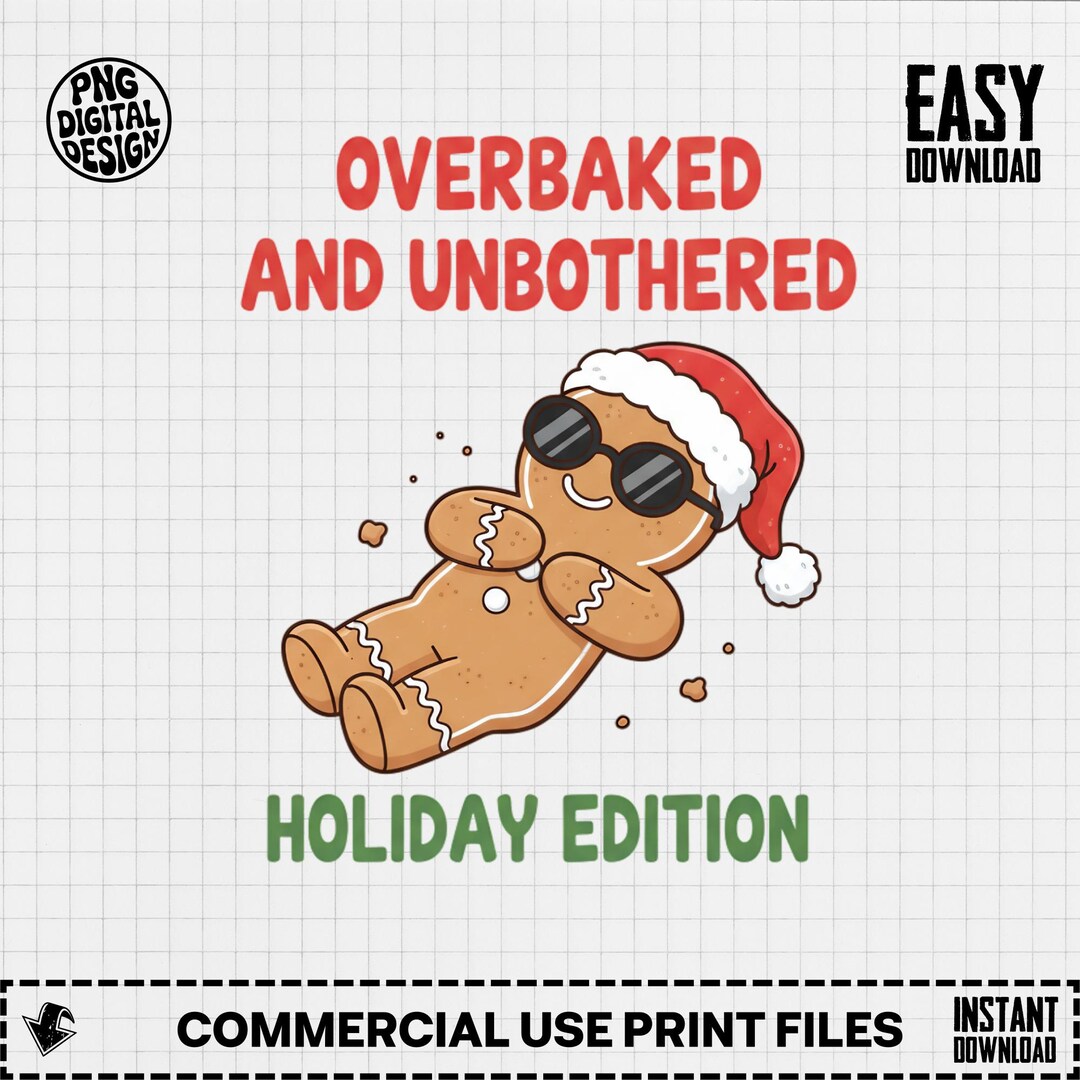 Funny Gingerbread Man Clipart, Relaxing Christmas PNG (digital Download ...