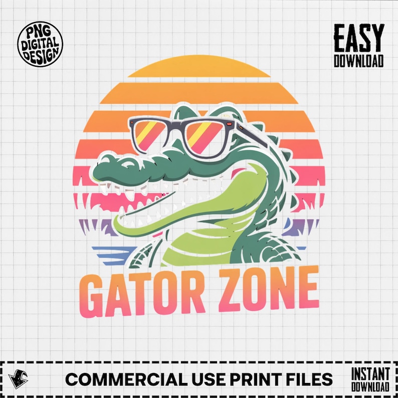 Retro Gator Clipart, Alligator PNG, Gator Zone (digital Download) - Etsy