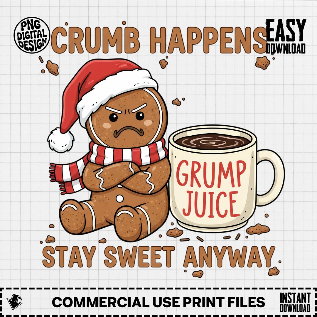 Grumpy Gingerbread Clipart, Grump Juice Cookie PNG (digital Download ...