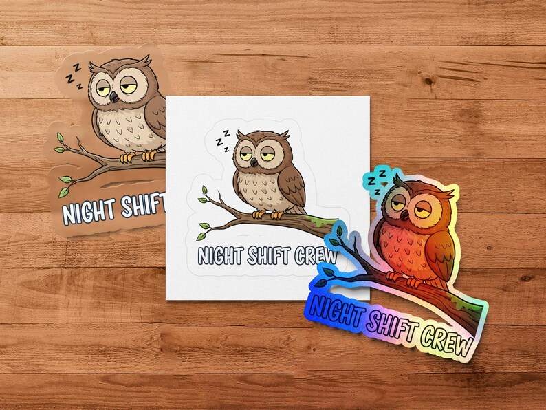 Sleepy Cartoon Owl Clipart: Night Shift Crew PNG (digital Download) - Etsy