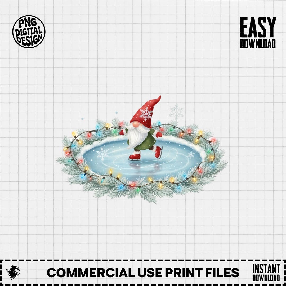 Skating Gnome Clipart, Winter Holiday PNG (digital Download) - Etsy ...