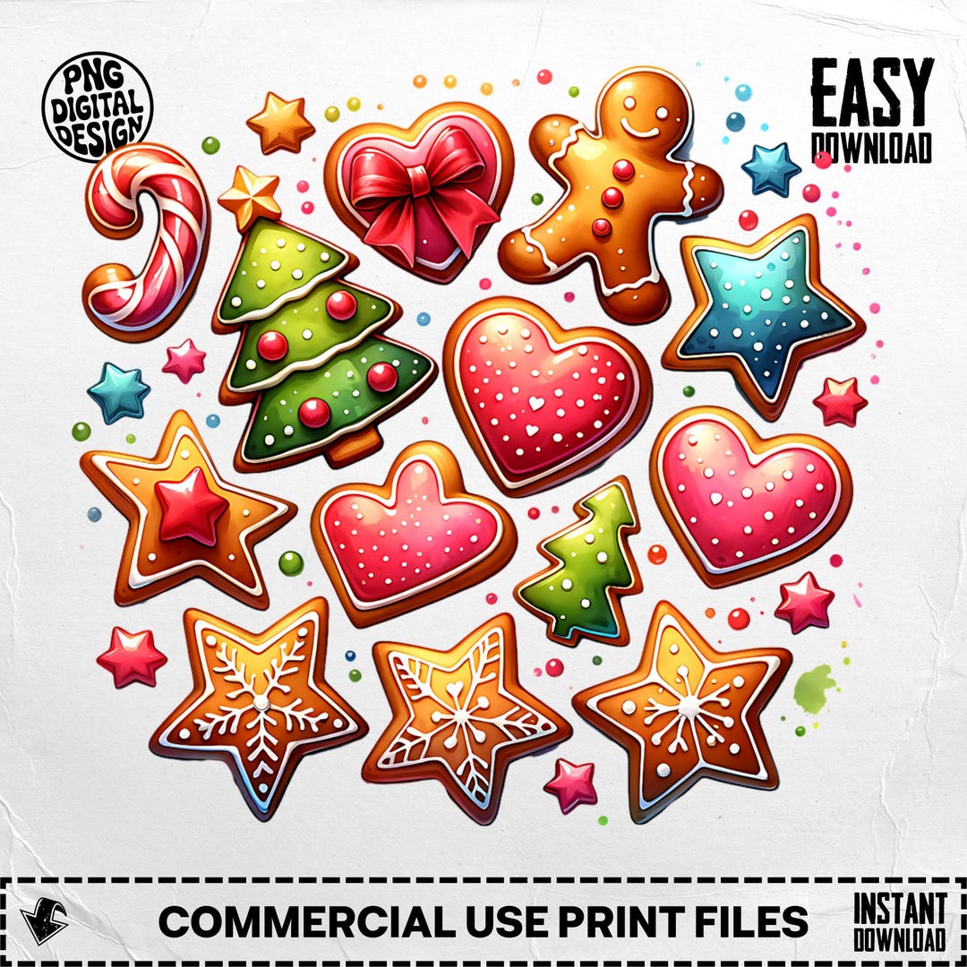 Christmas Cookie Clipart | Watercolor Holiday Sweets PNG | Commercial ...