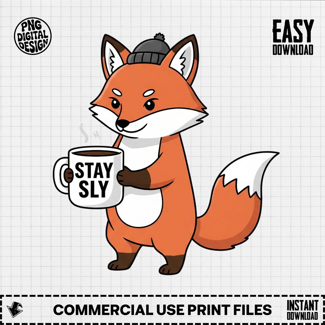 Cute Fox Clipart, Coffee, Sly PNG (digital Download) - Etsy