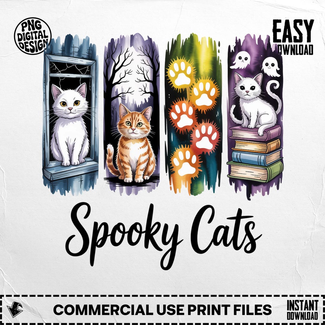Spooky Cats Digital Art, Halloween Cat, Cute Cats, Ghost Art, Cat ...