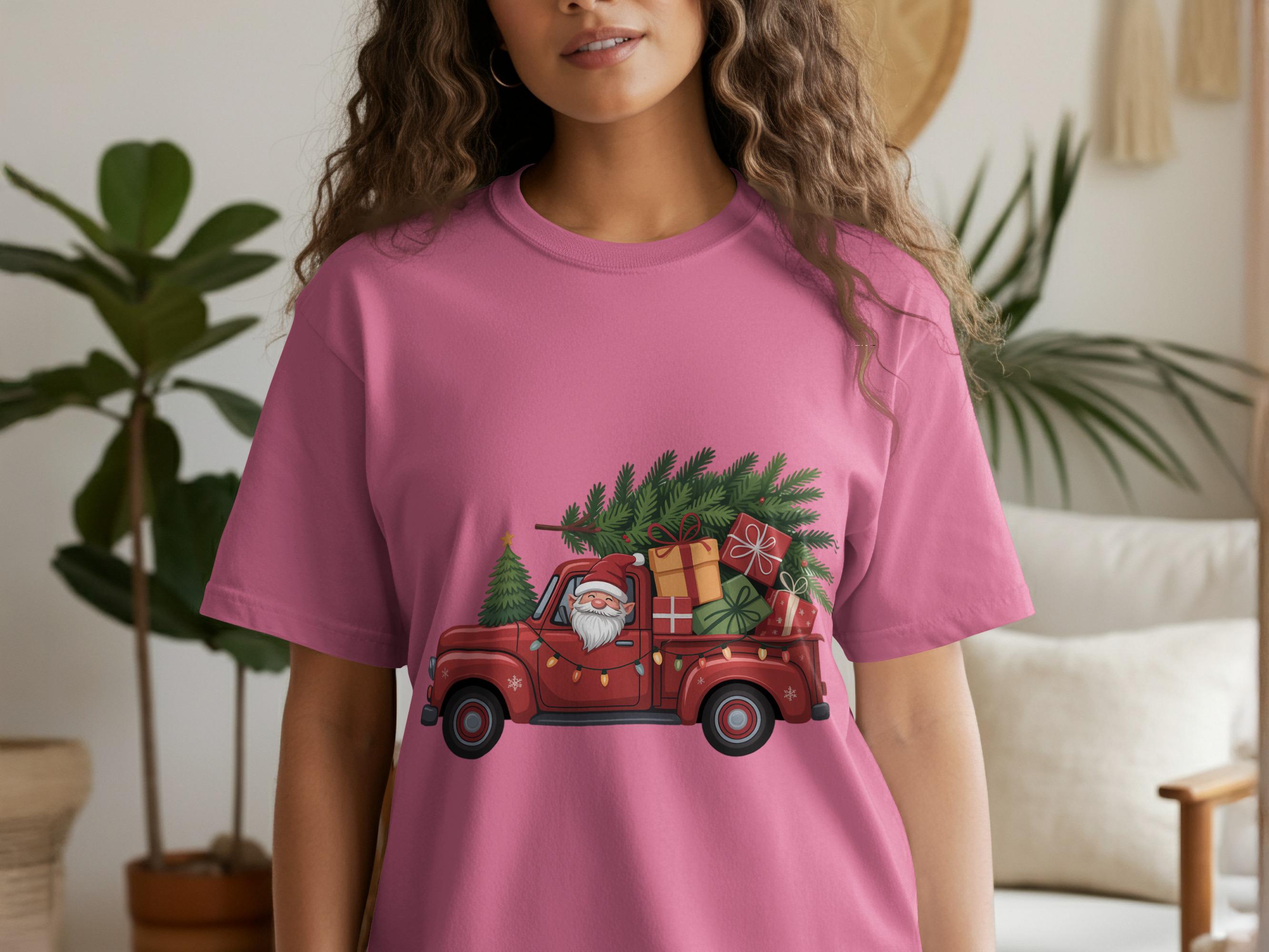 Santa in Truck Clipart: Christmas Tree and Presents PNG (digital ...