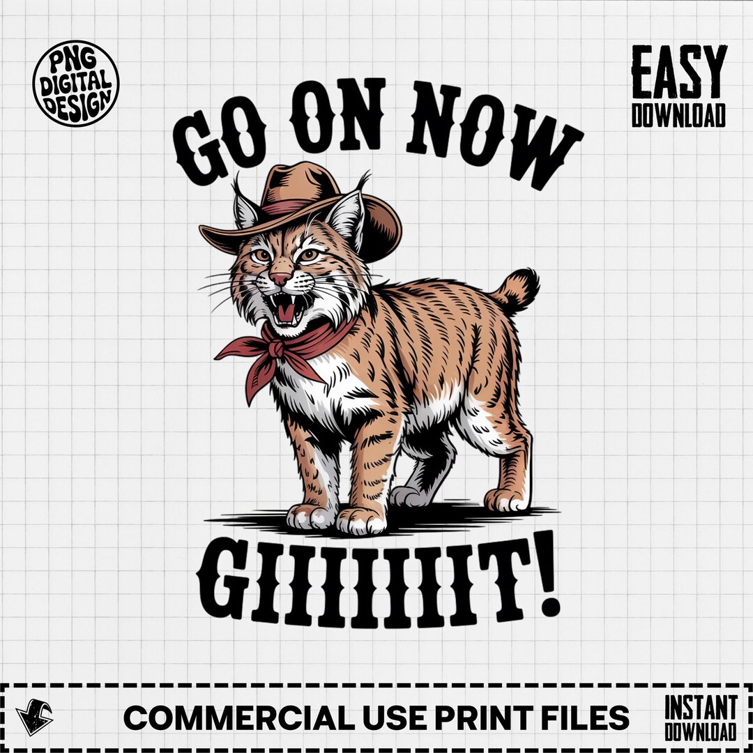Cowboy Bobcat Clipart, Funny Animal Clipart, Western Clipart, Cartoon ...