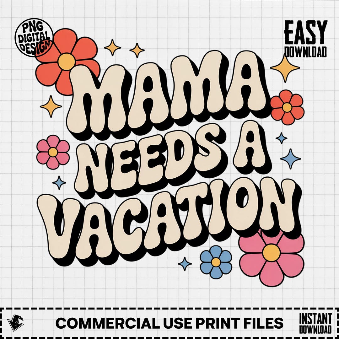 Retro Mama Vacation Clipart: Groovy Flower PNG (digital Download) - Etsy