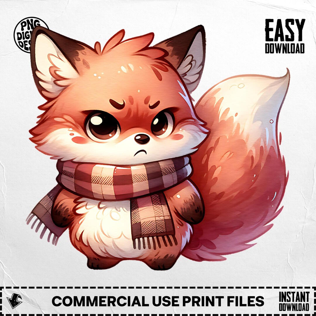 Grumpy Fox Png, Fox Clipart, Cartoon Fox Png, Fox Png, Watercolor Fox ...