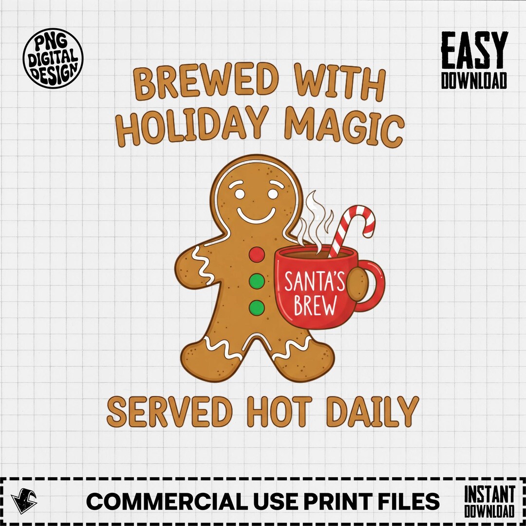 Gingerbread Man Christmas Clipart, Santa's Brew PNG (digital Download ...