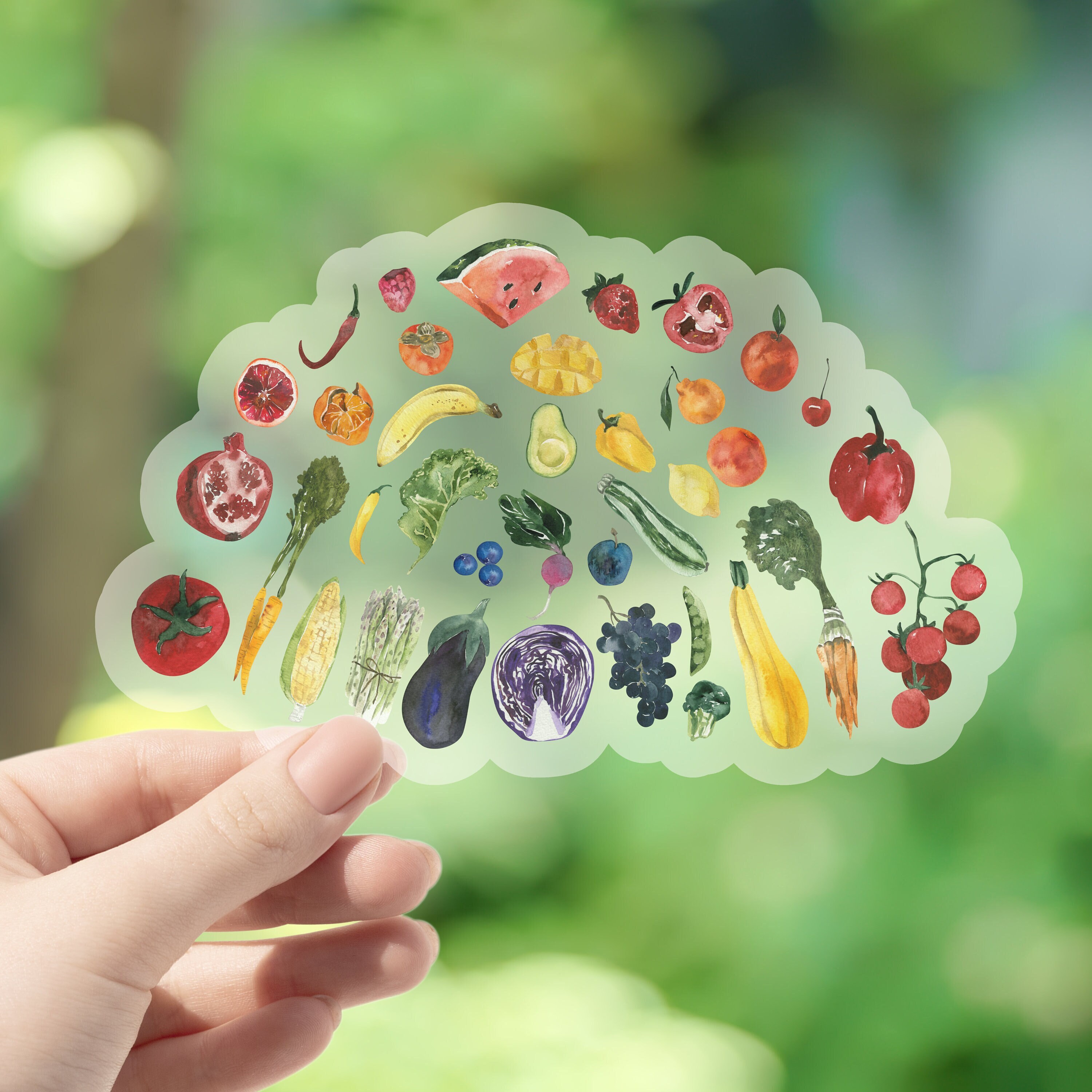 Fruit and Vegetable Sticker, Rainbow Sticker, Vegan Sticker, Gardener ...