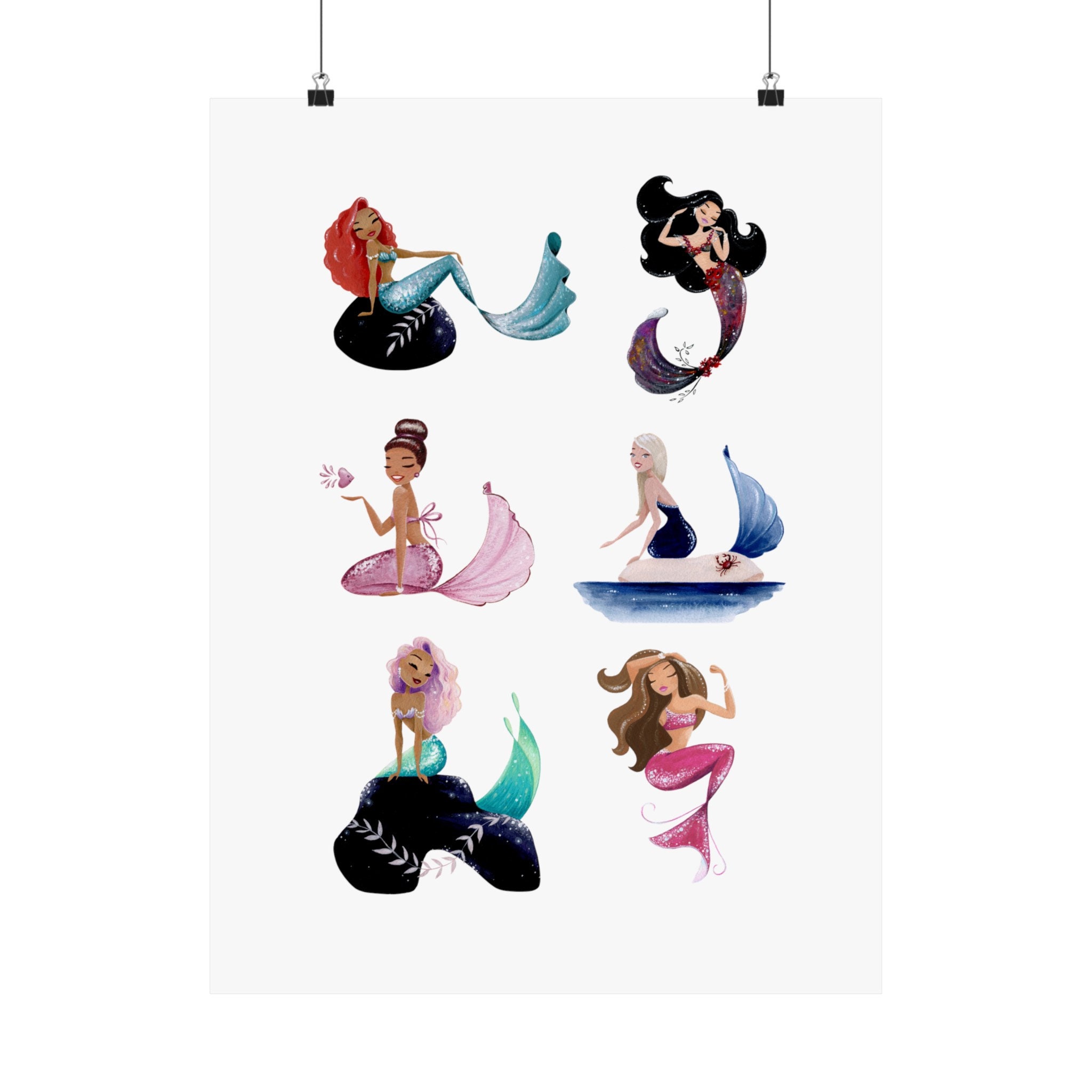 Mermaid Poster, Mermaid Art Print, Mermaid Party Artwork, Little ...