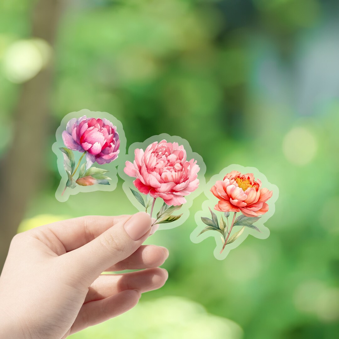 Peony Sticker, Botanical Stickers, Flower Sticker, Laptop Sticker ...
