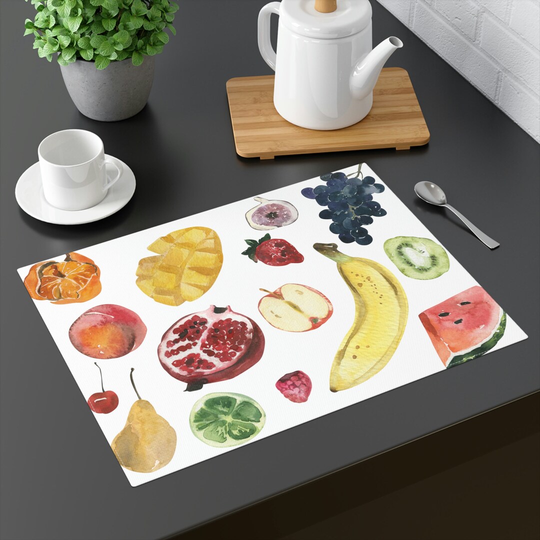 Fruit Placemat, Rainbow Fruit, Gift for Vegan, Housewarming Gift ...