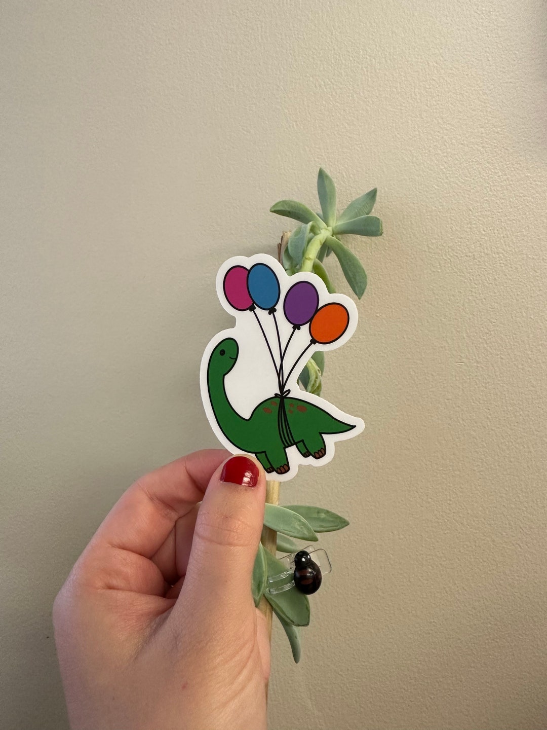 Cute Dinosaur Sticker Dino and Balloons Water Bottle Sticker Laptop ...