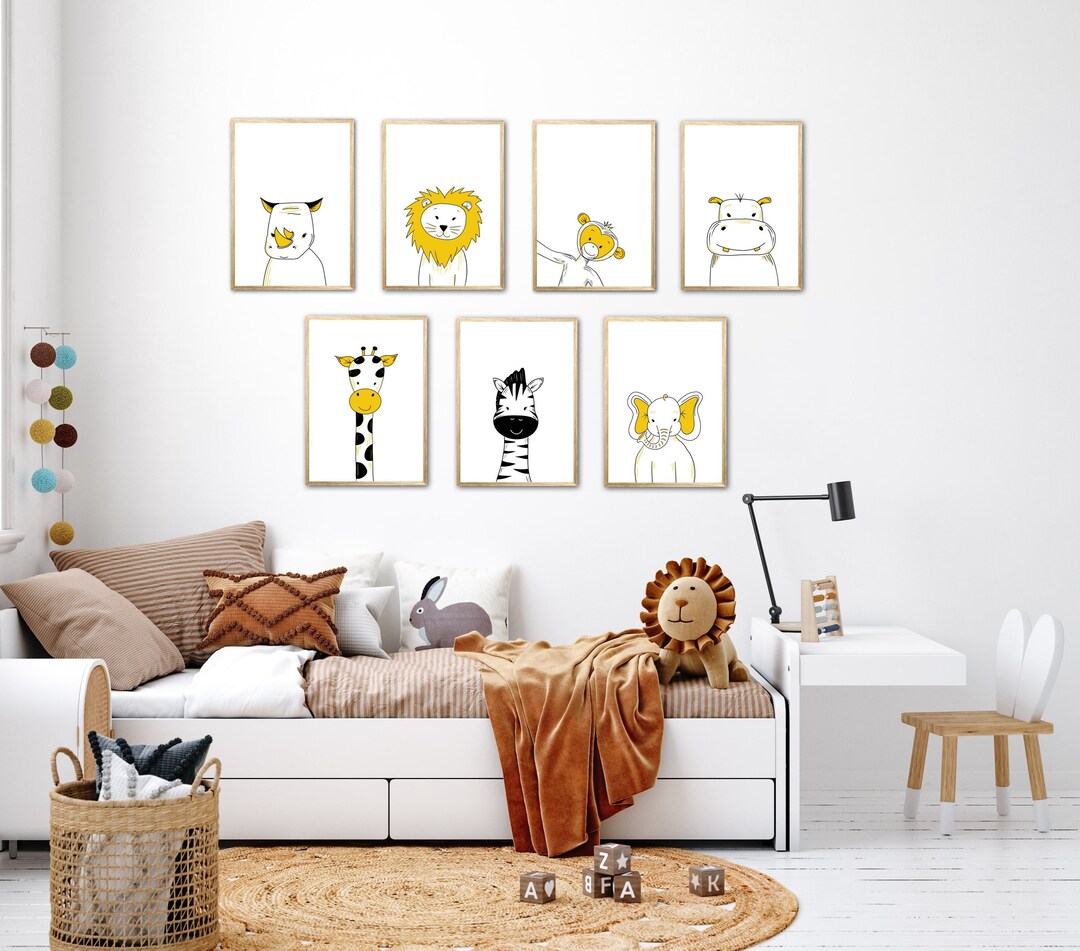 Safari African Illustrated Animals / Elephant / Zebra / Rhino / Hippo ...