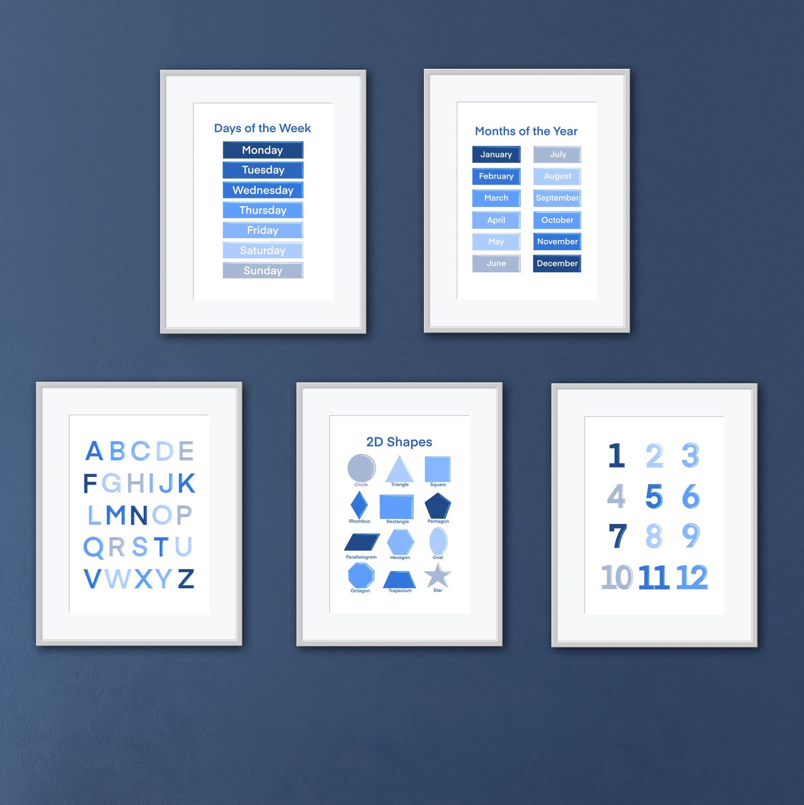 Alphabet / Numbers / Shapes / Days of the Week / Months of the Year ...