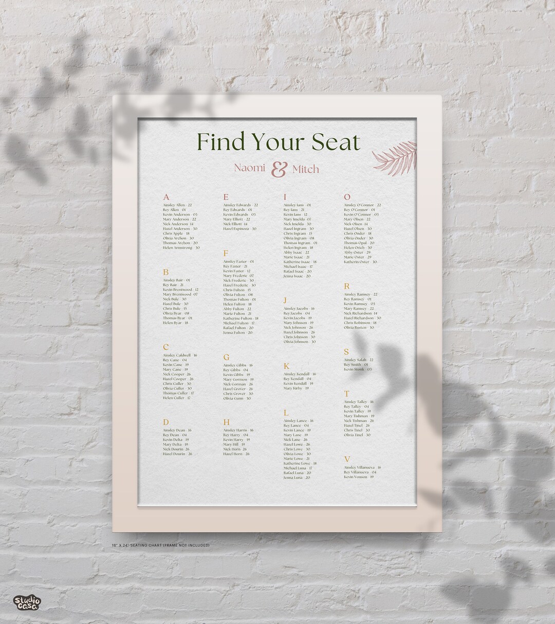 Palm Tree Wedding Seating Chart | Tropical Canva Wedding Template ...