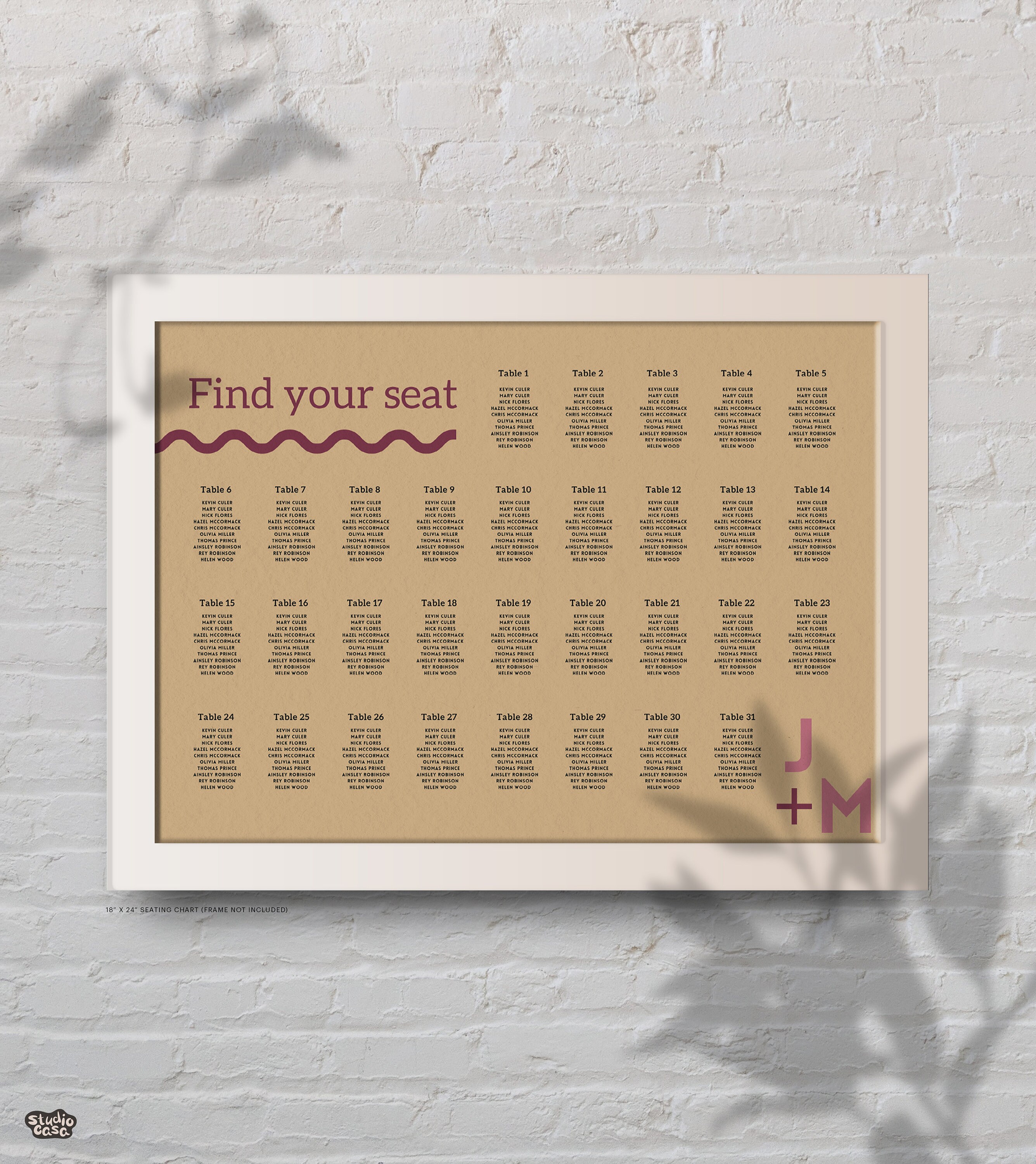 Bold Wedding Seating Chart | Pink Canva Seating Chart Template | Funky ...