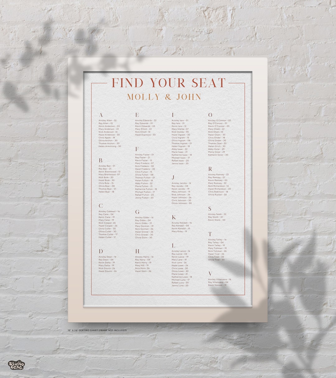 Organic Wedding Seating Chart | Minimal Canva Wedding Template | Earth ...