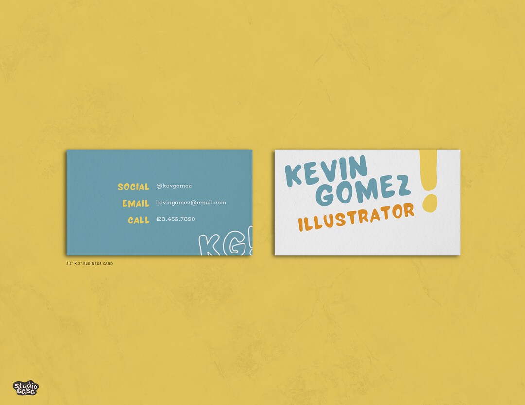 Funky Business Card | Ilustrated Canva Business Card Template | Fun ...